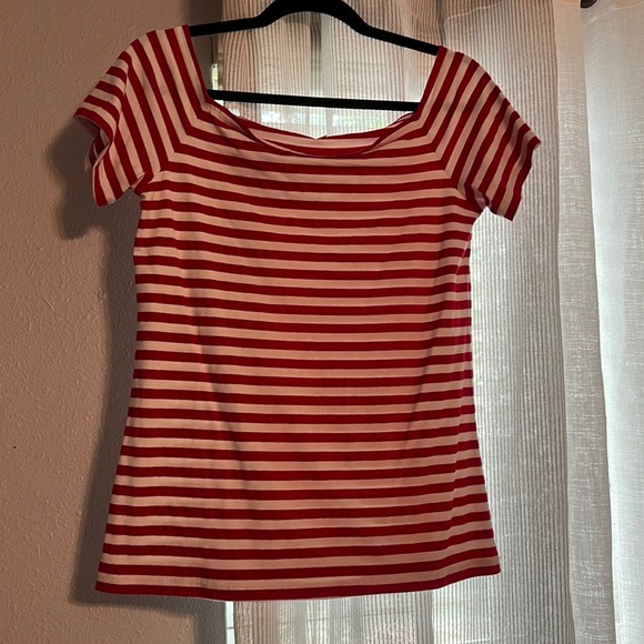 Tops | Red White Striped Shirt | Poshmark